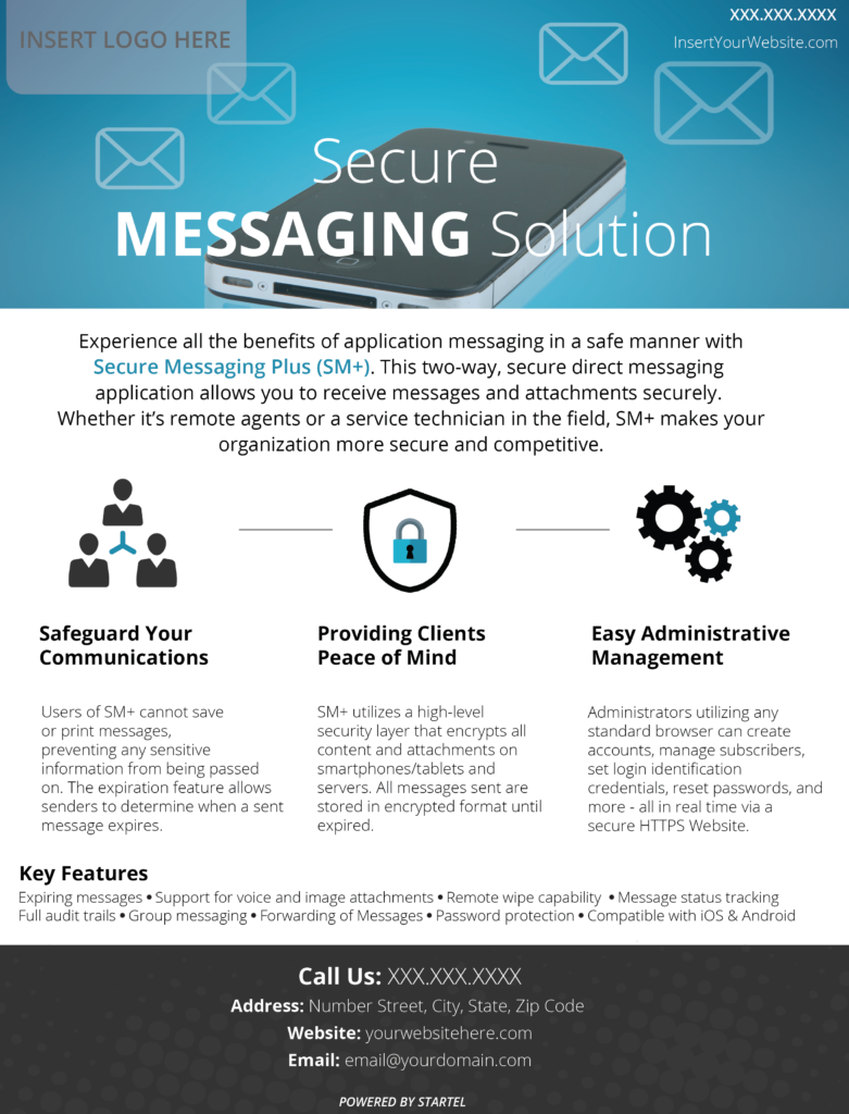 Secure Messaging Plus Full Sheet – Startel Marketing Resources